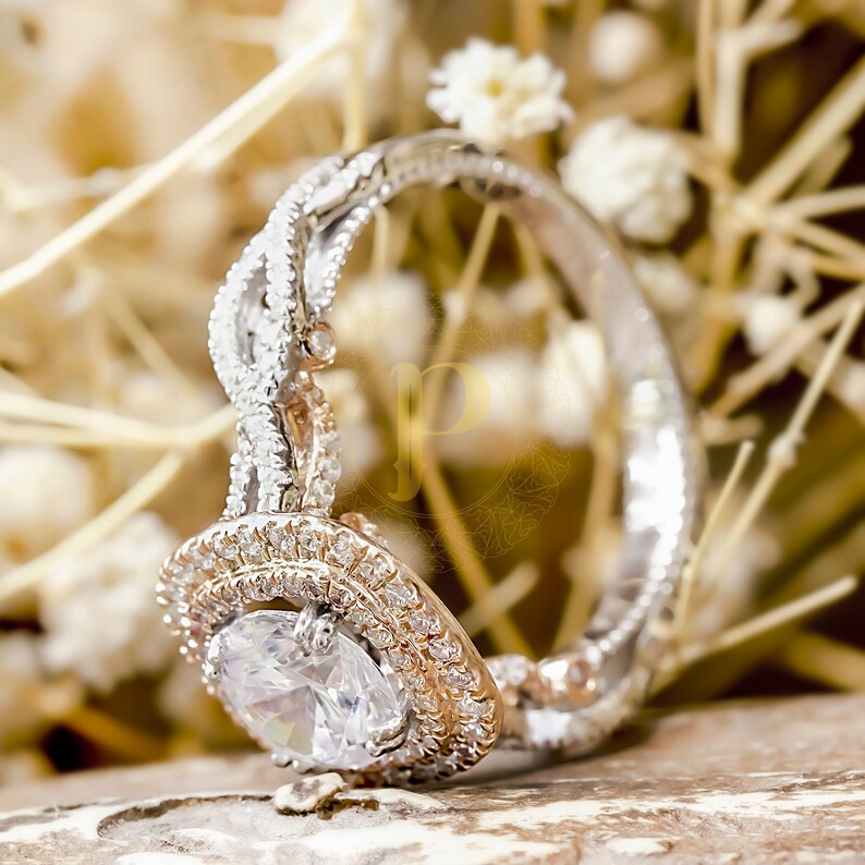 Double Halo Diamond Ring Twisted Shank Ring Milgrainvintage - Etsy