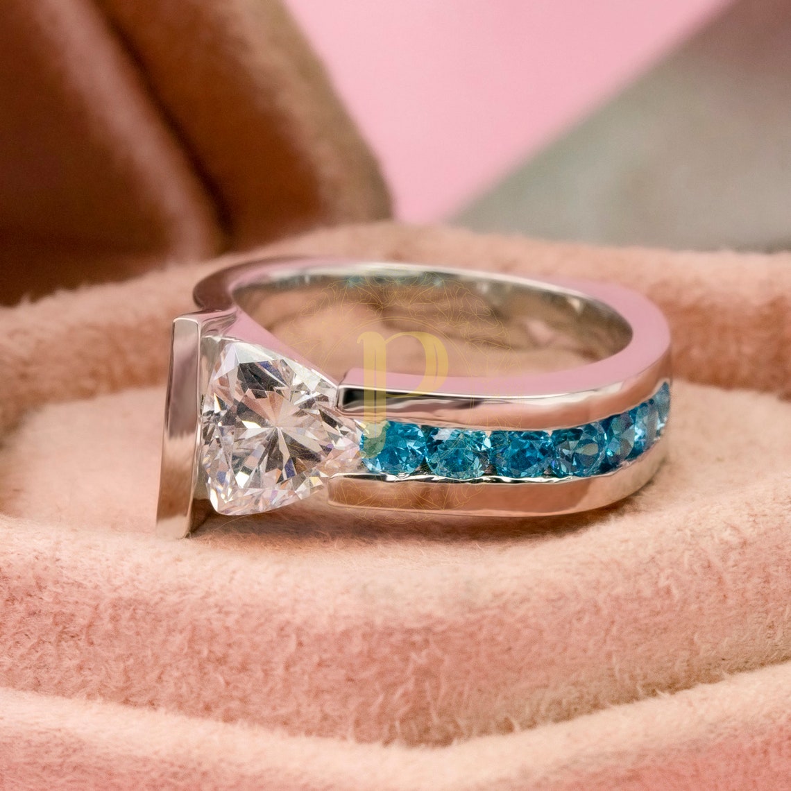 Tension Set & Channel Setting Ring Trillion or Round Diamond - Etsy