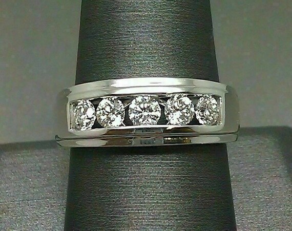 Five Stone Wedding Band 4.50MM Round Cut Moissanite Diamond - Etsy