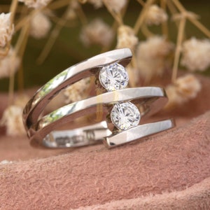 Bypass Shank Ring Tension Set Ring Three Shank Ring Two - Etsy