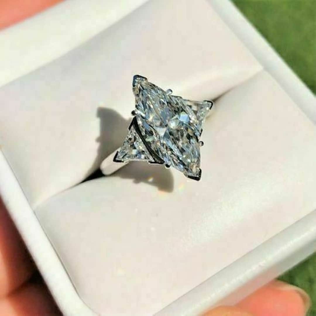 Past Present and Future Ring, Three Stone Wedding Ring, Marquise ...