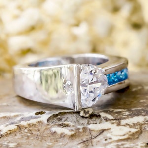 Tension Set & Channel Setting Ring, Trillion or Round CZ Stone Square ...