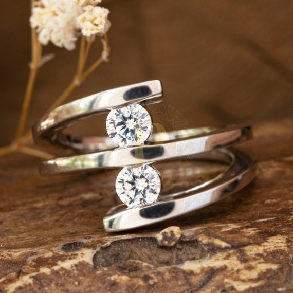 Bypass Shank Ring Tension Set Ring Three Shank Ring Two - Etsy