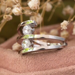 Bypass Shank Ring Tension Set Ring Three Shank Ring Two - Etsy