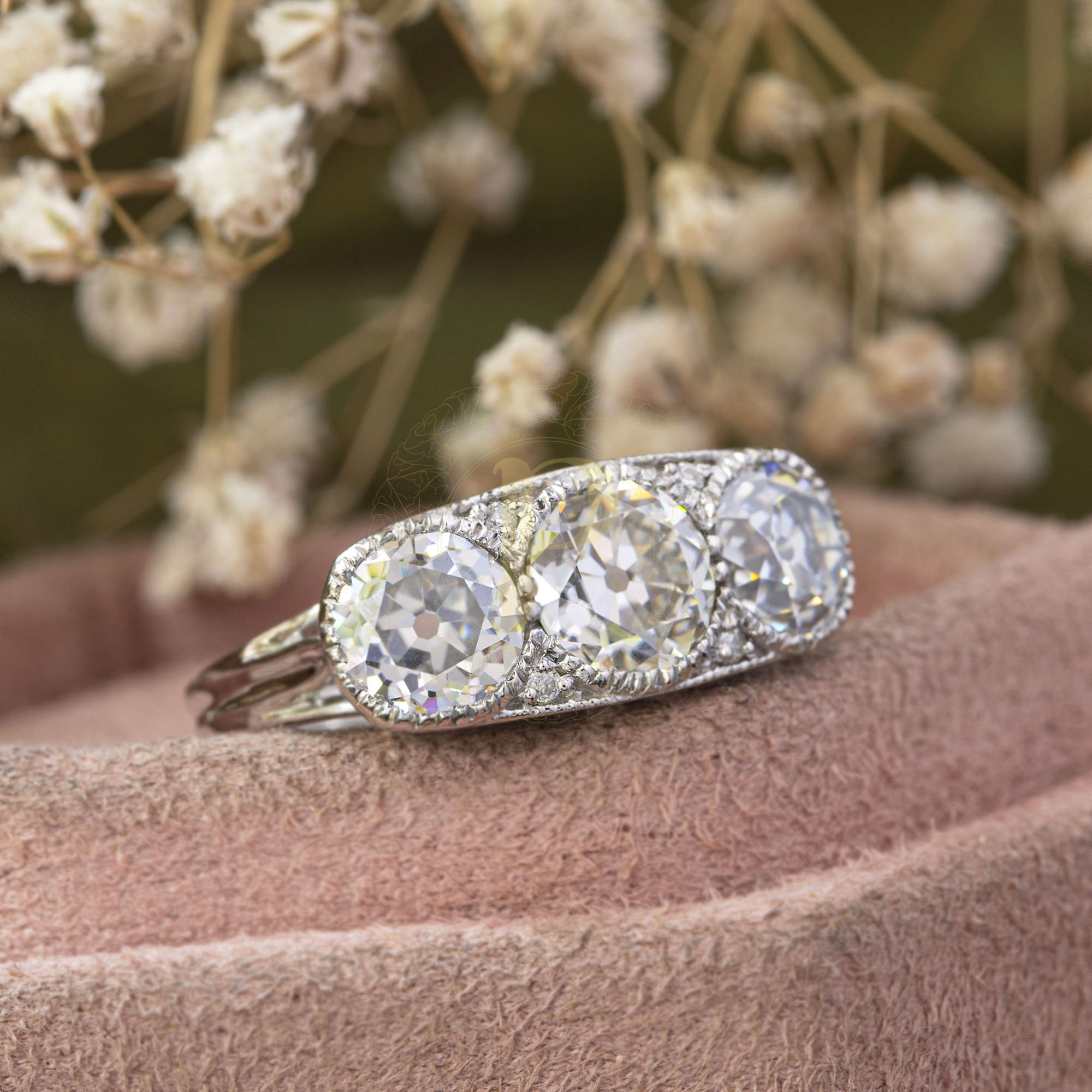 Antique Milgrain bezel Set Vintage Inspire Ring,old European Cut ...