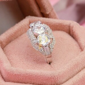 Openwork Filigree Art Deco Ringthree Stone Wedding Ringold - Etsy