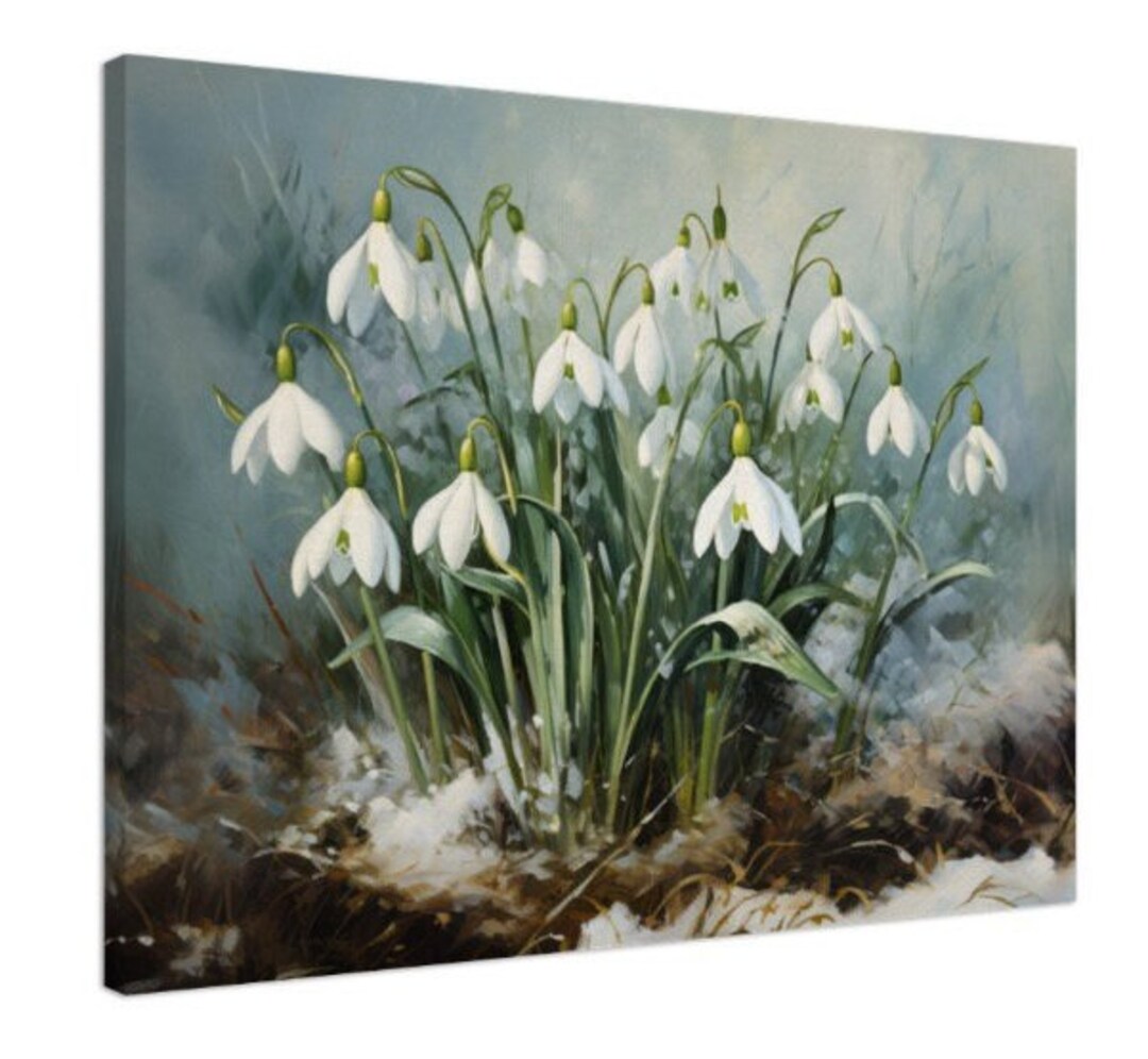 Captivating Snowdrops Oil Pastel Print - Symbolic Spring Artwork ...