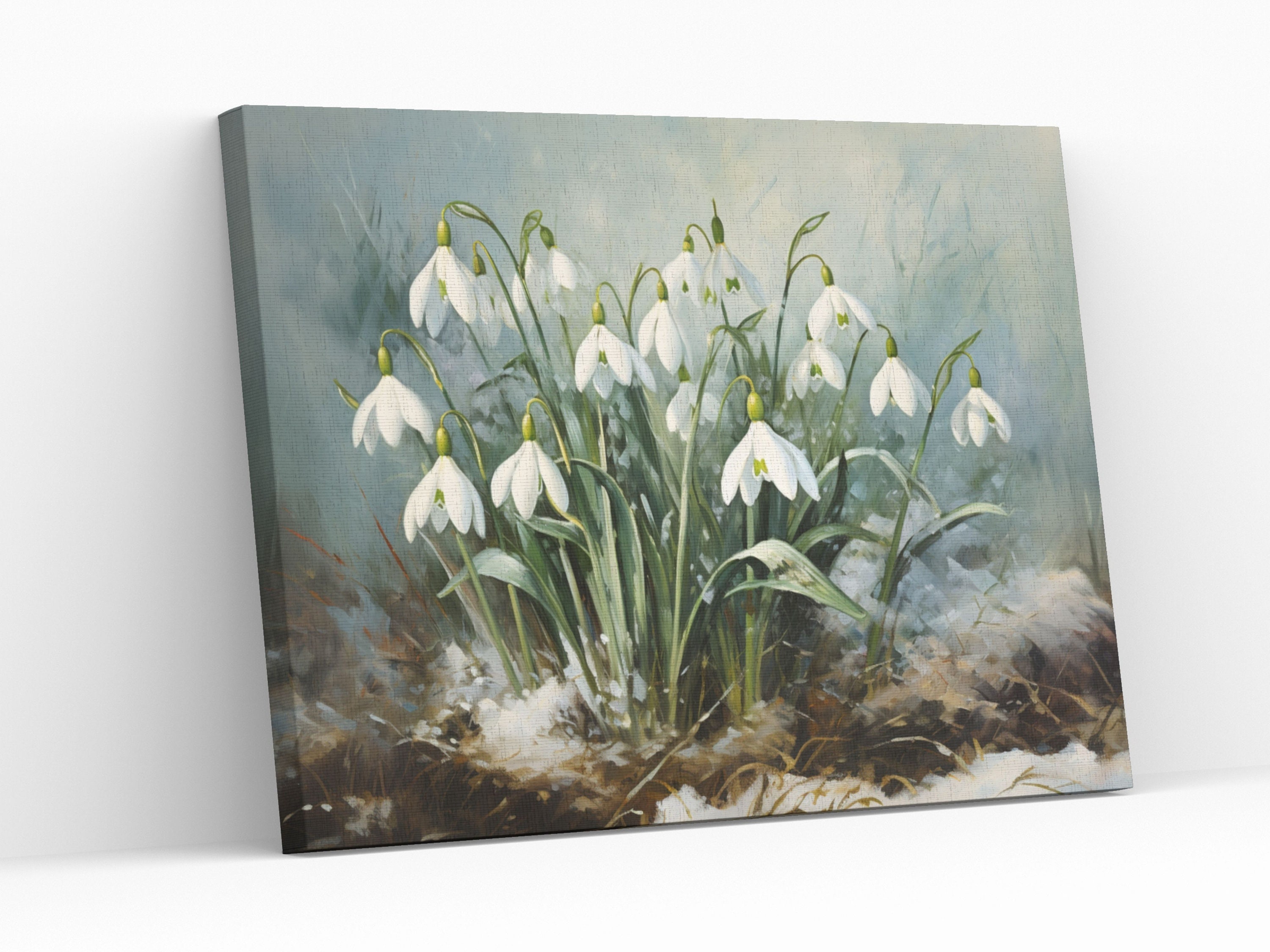 Captivating Snowdrops Oil Pastel Print Symbolic Spring Artwork, Canvas ...