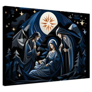 Nativity Scene on Wrapped Canvas, Jessica Blanchard Inspired Linocut ...