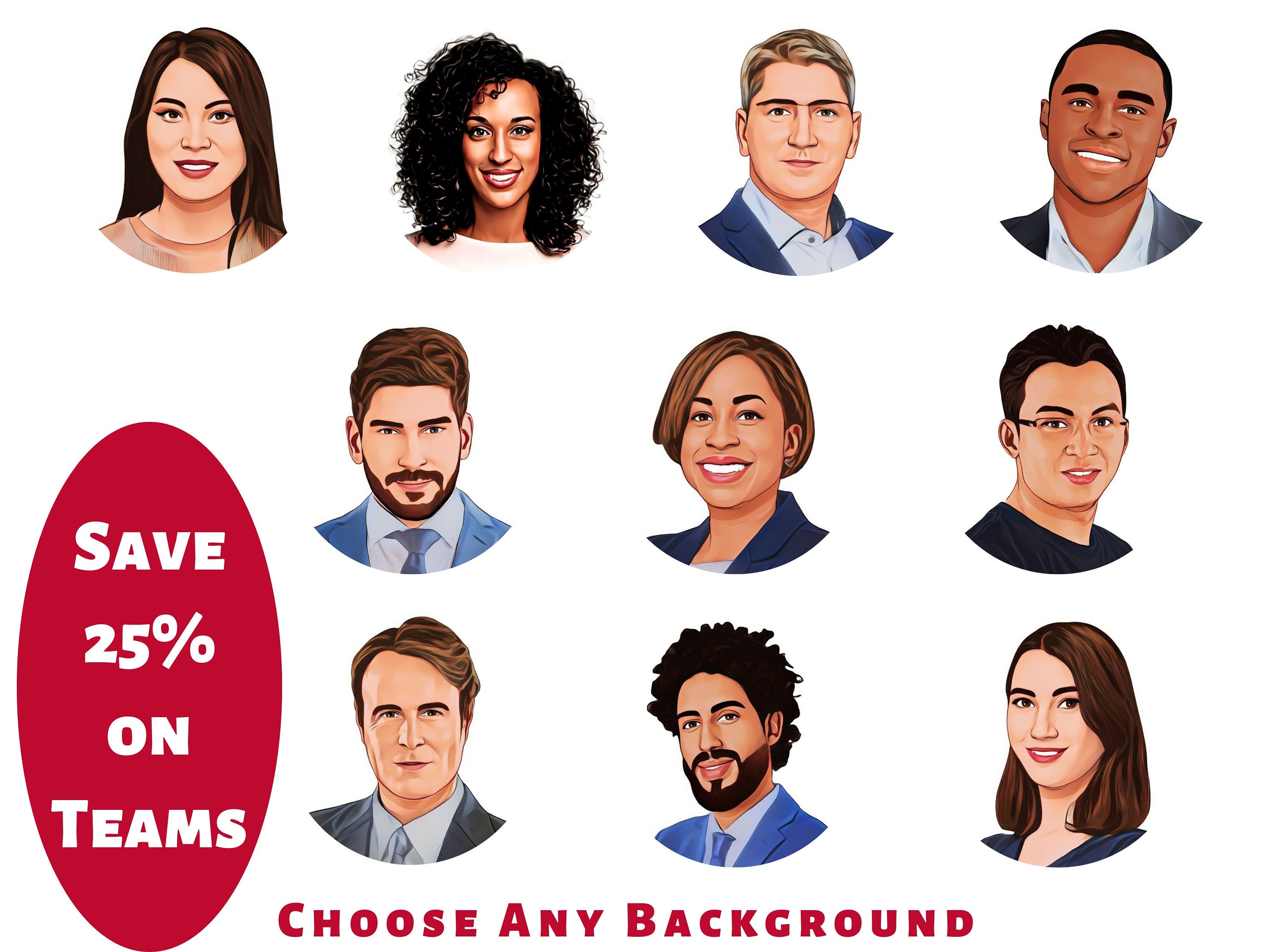 Custom Avatar From Photo Illustrated Avatars for Team Profiles Staff ...