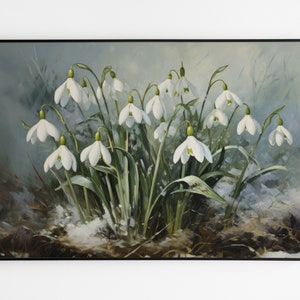 Captivating Snowdrops Oil Pastel Print - Symbolic Spring Artwork ...