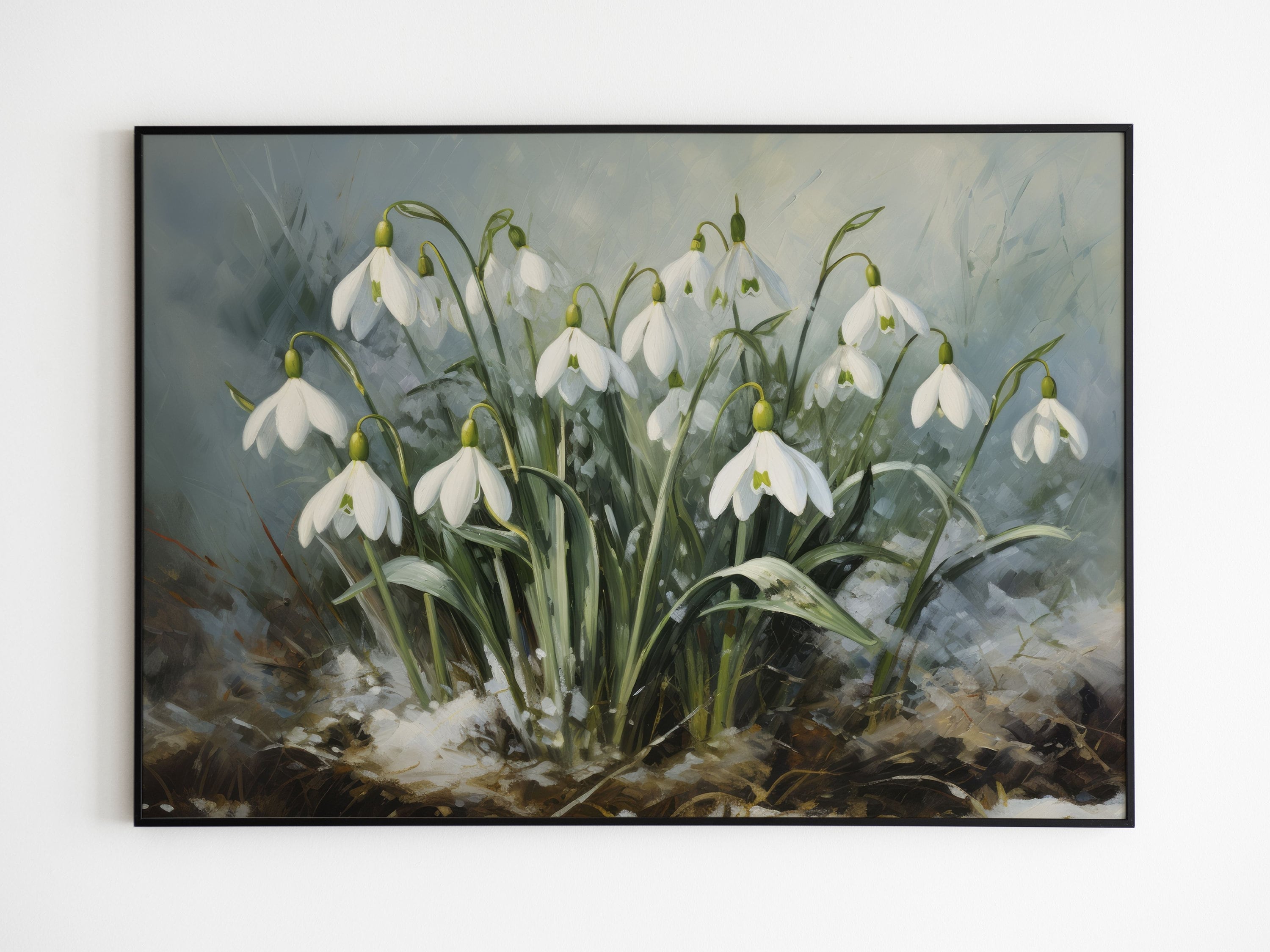 Captivating Snowdrops Oil Pastel Print Symbolic Spring Artwork, Canvas ...