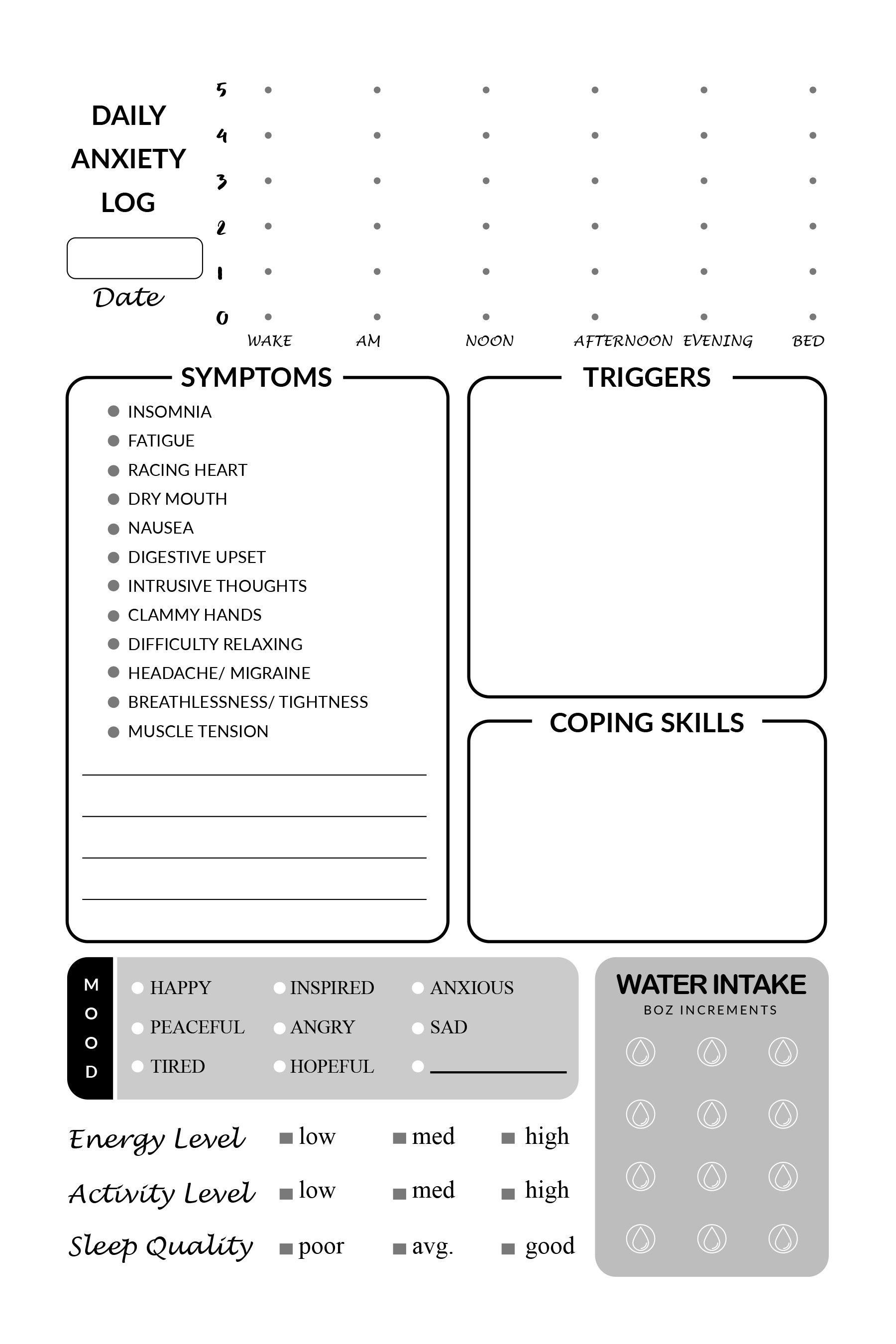 DIGITAL Printable Daily Anxiety Tracker Anxiety Log Book 120 Page ...