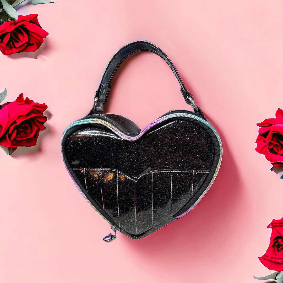 Black and Pink Heart Purse, Heart Bag, Lil Heart Breaker, Pink Purse ...