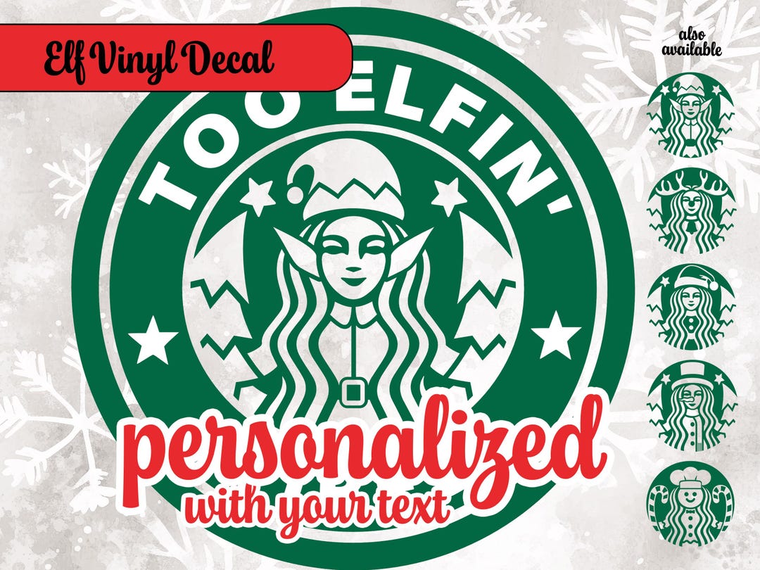 Starbucks Christmas Sticker or Decal; Santa - Reindeer - Snowman - Elf ...