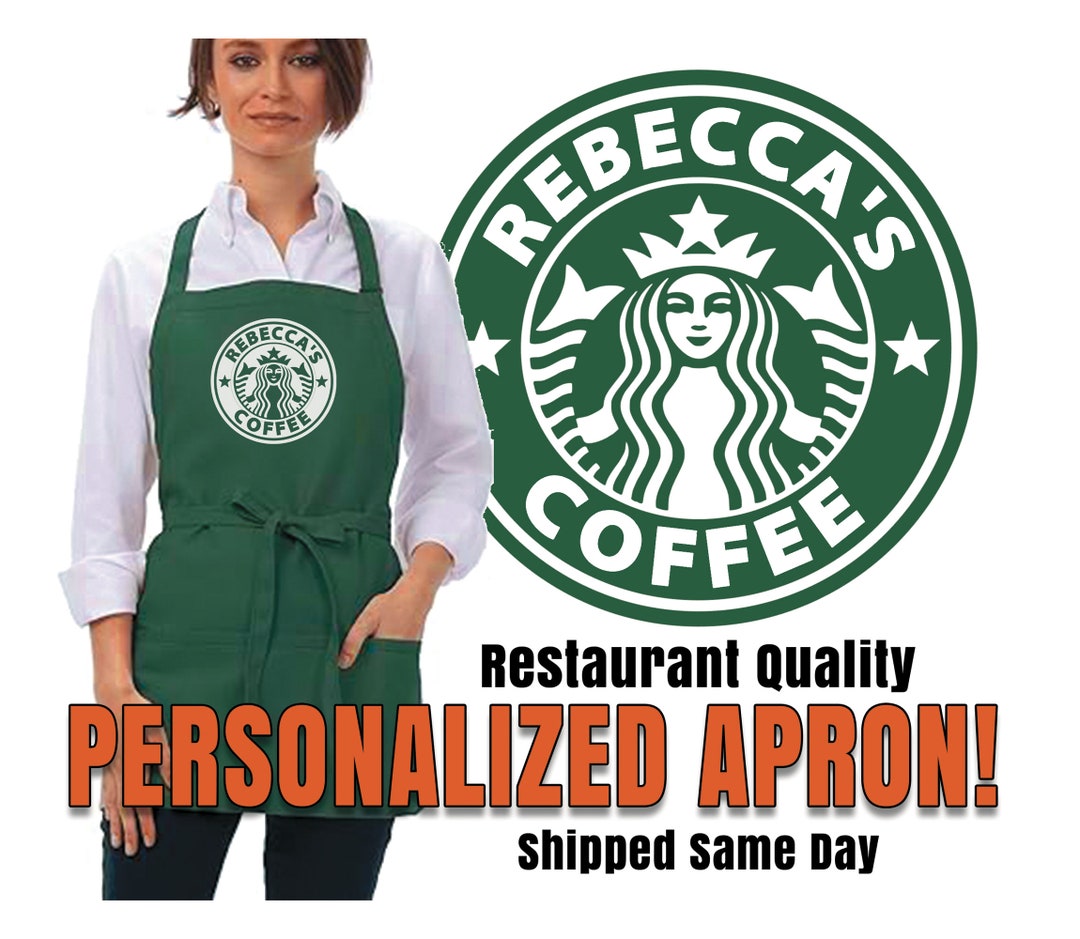 Personalized Barista Apron Design, Green Apron Coffee Shop, Coffee ...