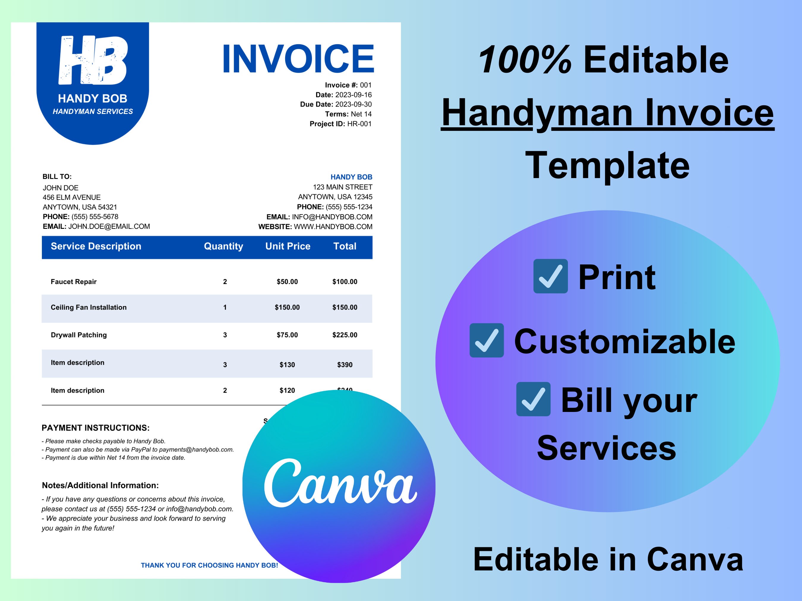 Handyman Services Invoice