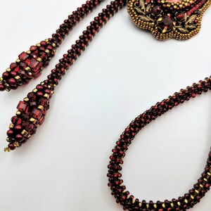 Brooch Pendant in Red and Khaki Color on a Cord From Beads,made Using ...