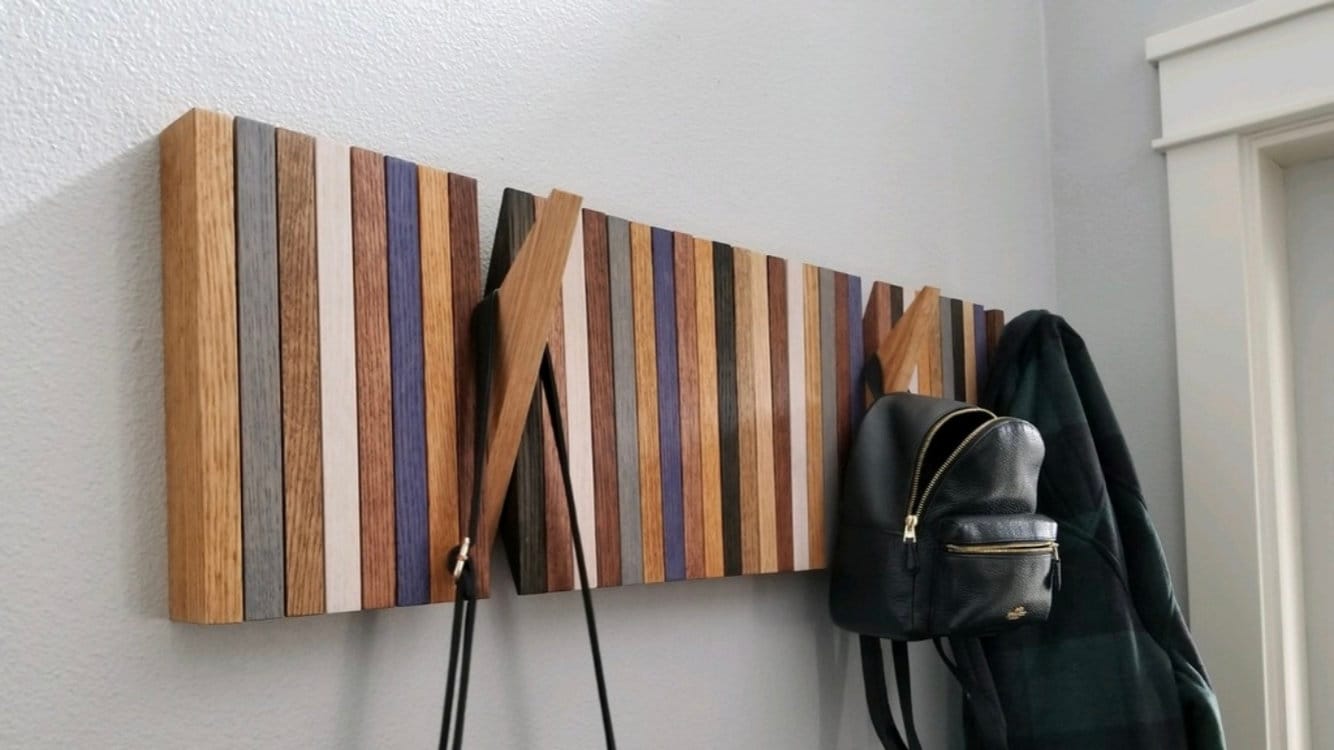 GRAND Modern Coat Rack MCM Wall Mounted Flip Fold Hooks Nat | Etsy Canada