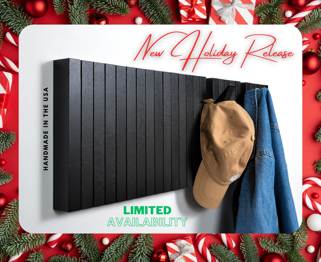 Exclusive Black Grand Modern Coat Rack, Hardwood, MCM Wall Hanging ...