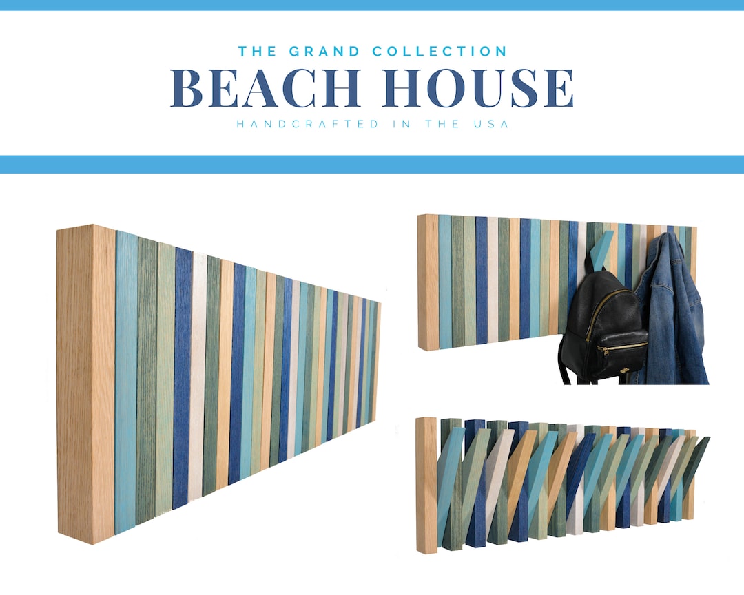 Beach House - Grand Modern Coat Rack, Hardwood Coat Rack, MCM Wall ...