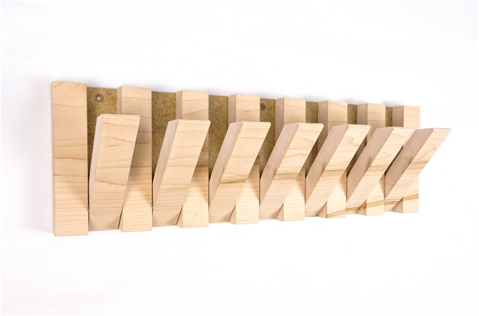 Stylish Natural Finish Coat Rack Wall Mounted Solid Wood - Etsy