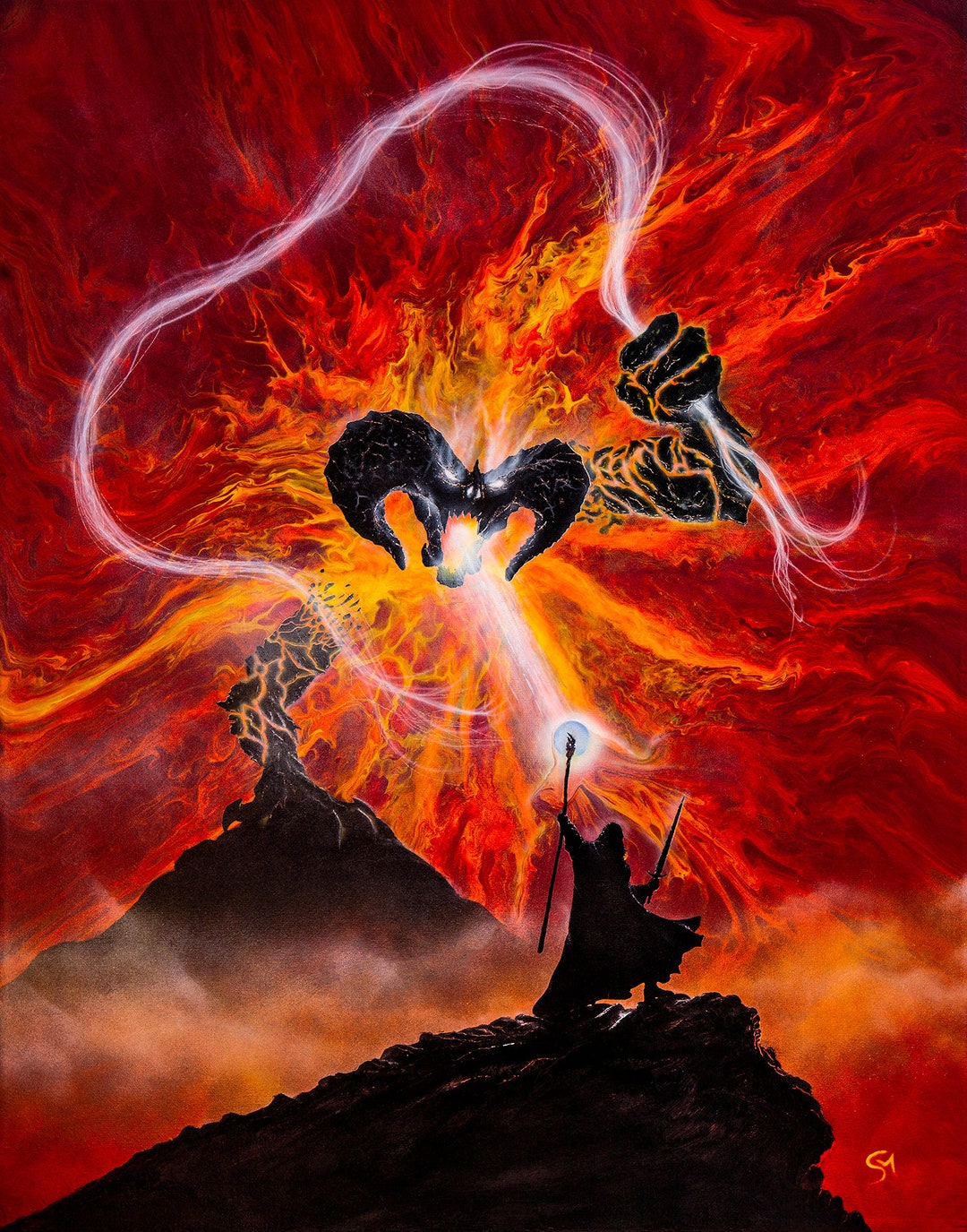 SM Creative Art Gandalf Vs Balrog Fellowship of the Ring Print on ...