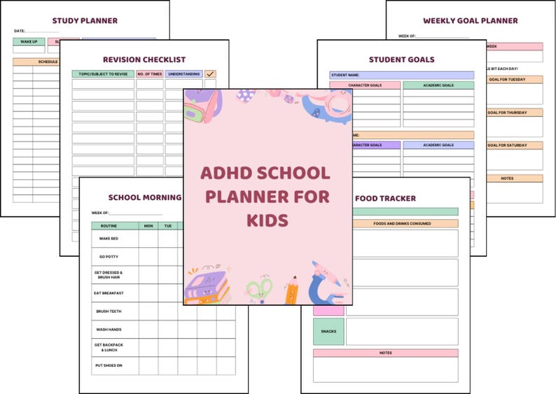 ADHD School Planner for Kids, PDF, Goodnotes, Digital, Printable - Etsy