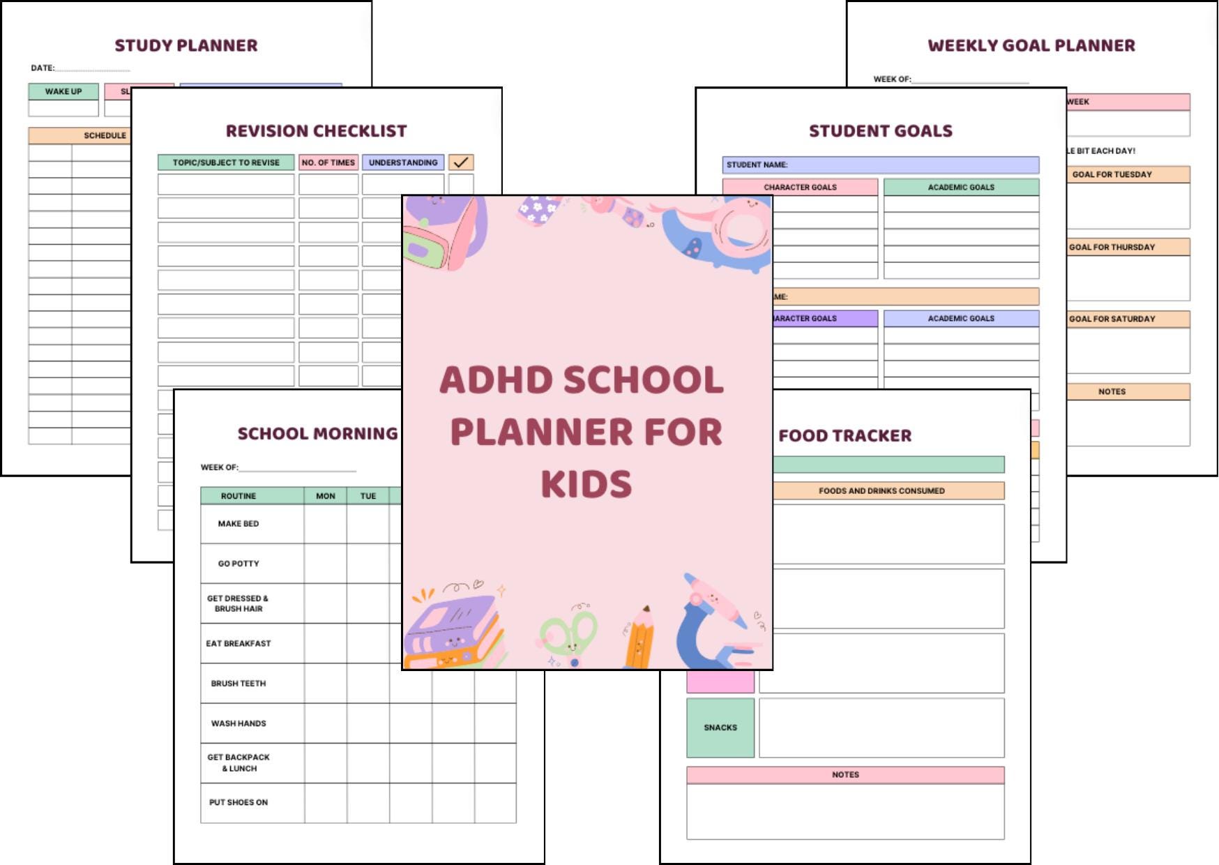 ADHD School Planner for Kids, PDF, Goodnotes, Digital, Printable - Etsy