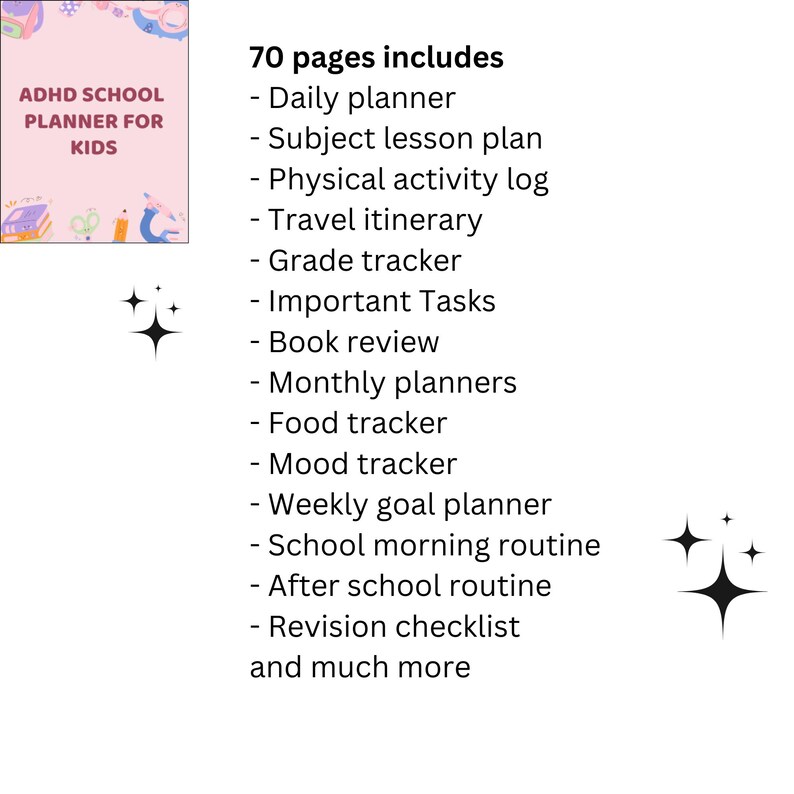 ADHD School Planner for Kids, PDF, Goodnotes, Digital, Printable - Etsy