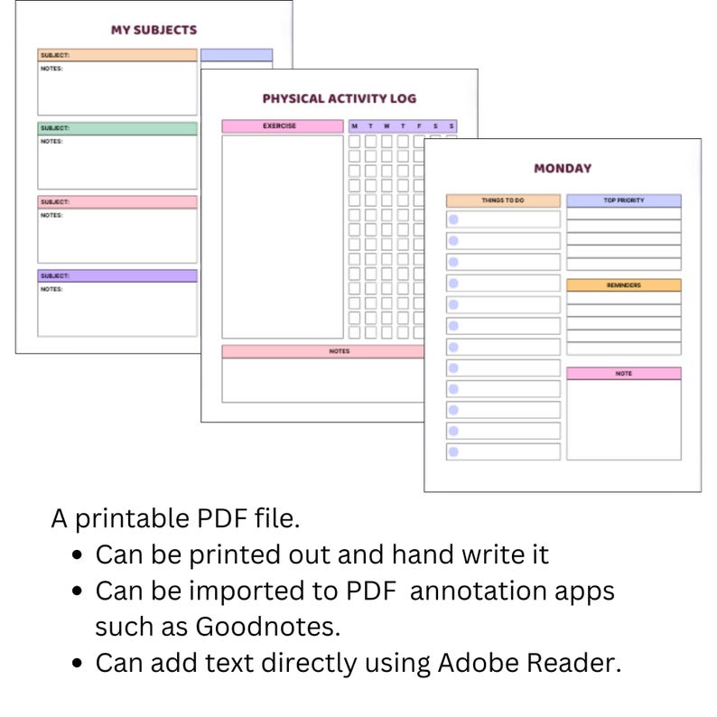 ADHD School Planner for Kids, PDF, Goodnotes, Digital, Printable - Etsy