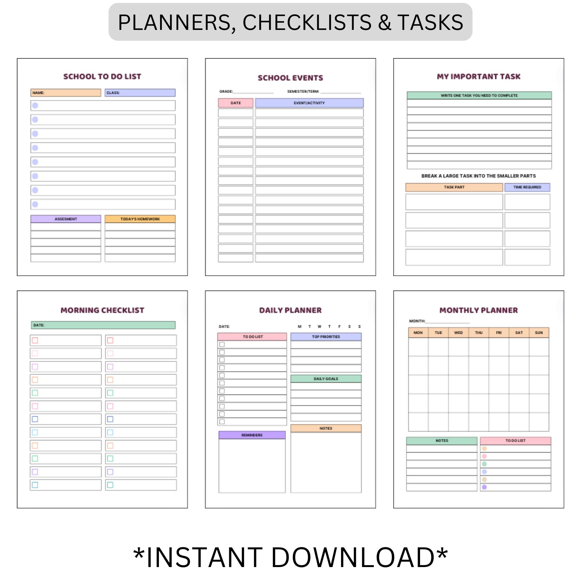 ADHD School Planner for Kids, PDF, Goodnotes, Digital, Printable - Etsy