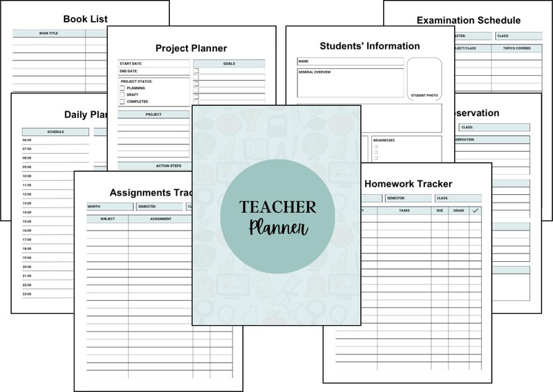 DIGITAL Teacher Planner, Digital, Printable, School, Lesson Planner ...
