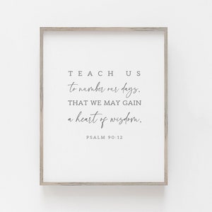 Psalm 90:12 Bible Verse Wall Art, Christian Scripture Sign, Printable ...
