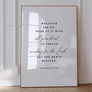 Colossians 3:23 Bible Verse Wall Art Print Scripture Printable Nursery ...