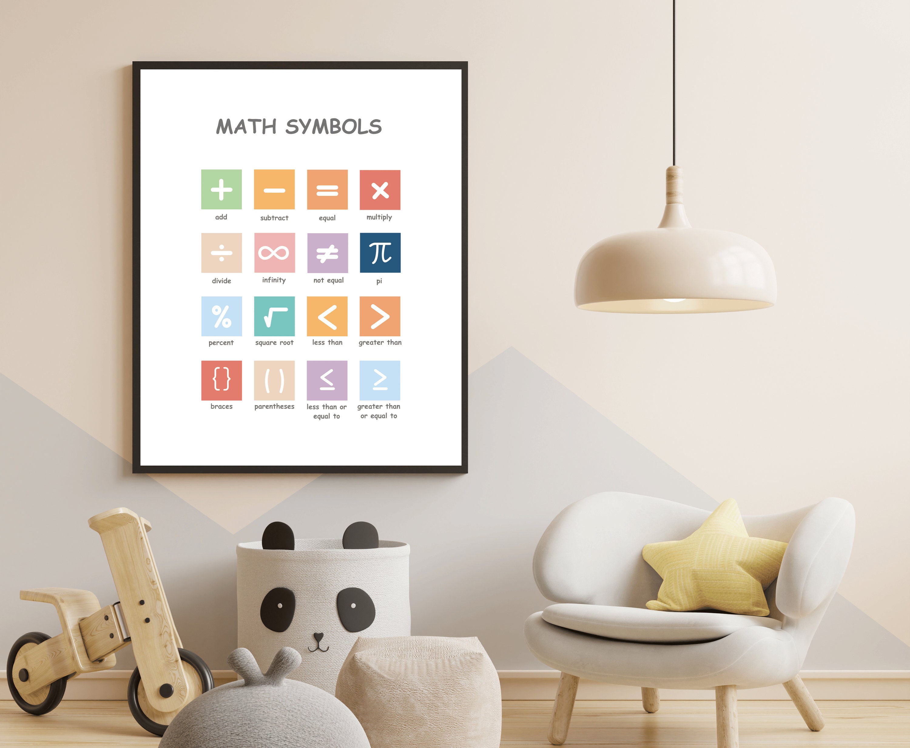 Montessori Playroom Wall Art With Mathematical Symbols Educational Math ...