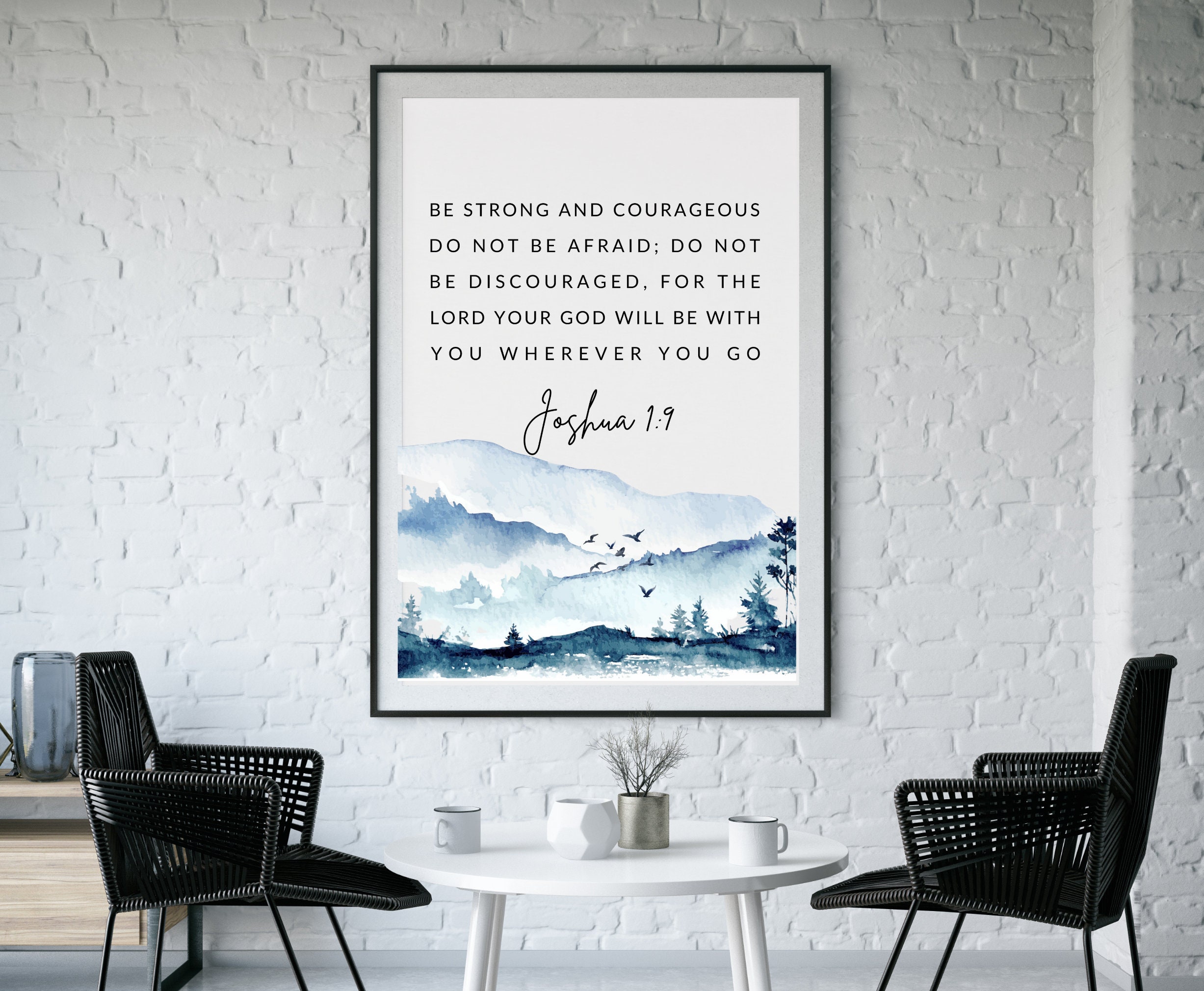 Bible Verse Wall Art Print Joshua 1:9 Be Strong and Courageous ...