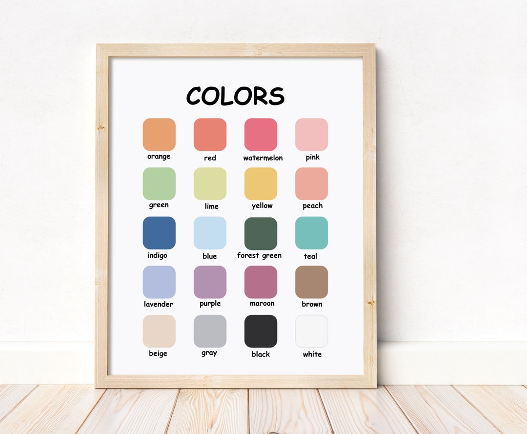 Vibrant Colors Educational Poster, Montessori Style Classroom Decor ...