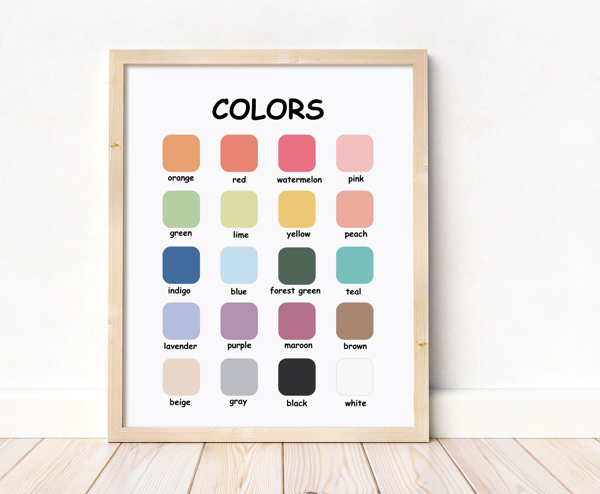 Vibrant Colors Educational Poster, Montessori Style Classroom Decor ...