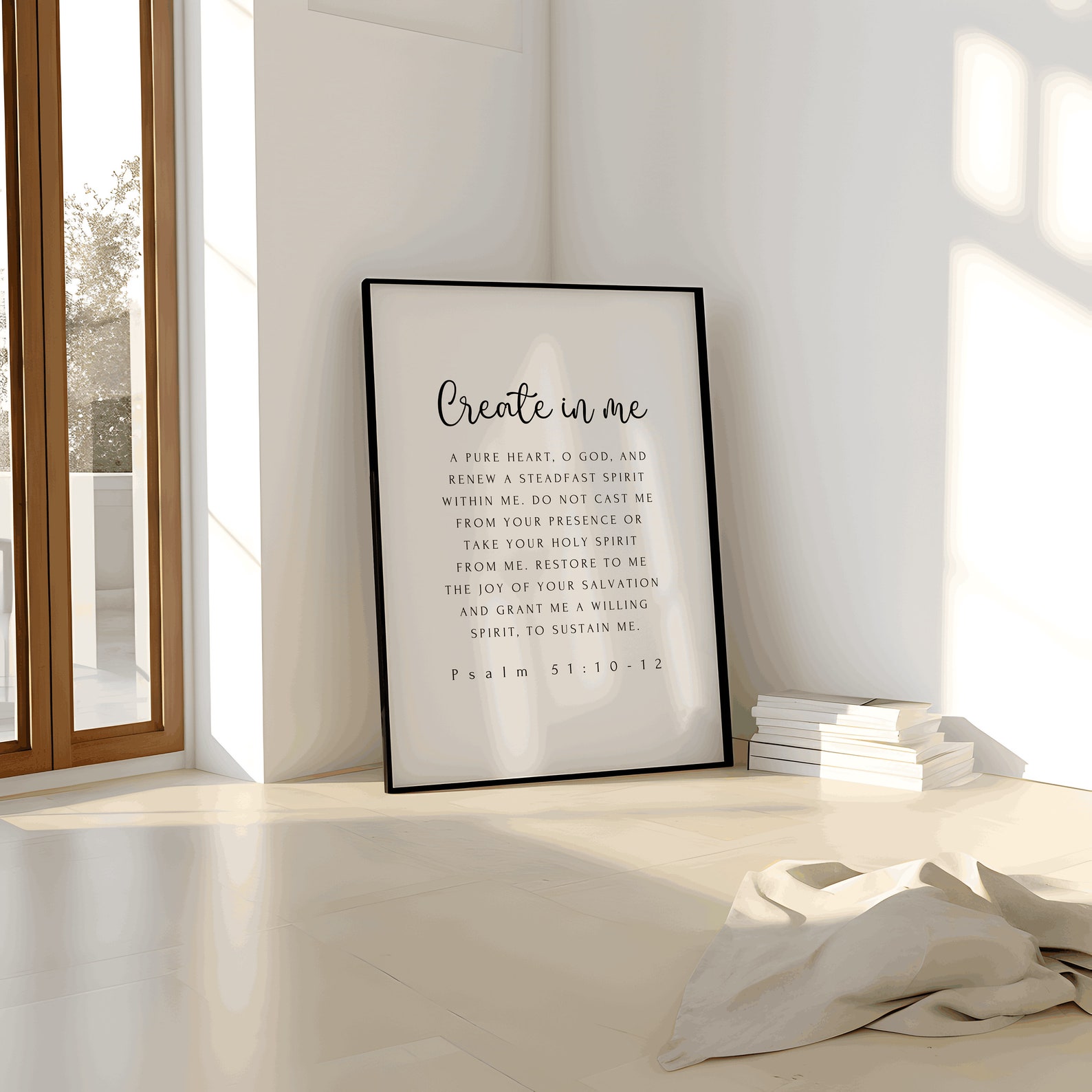 Psalm 51:10 Bible Verse Wall Art - Clean Heart Scripture Print ...