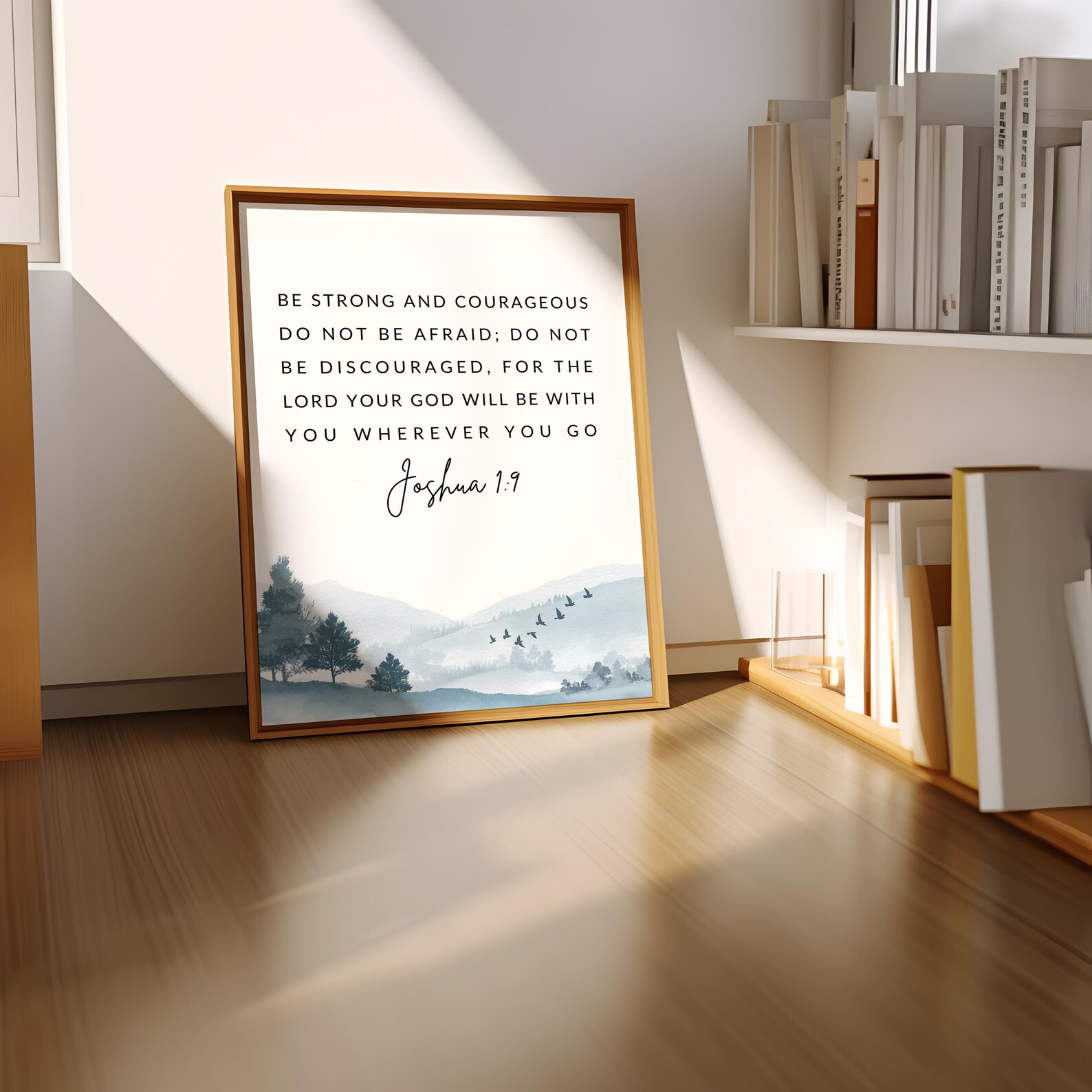 Bible Verse Wall Art Print Joshua 1:9 Be Strong and Courageous ...