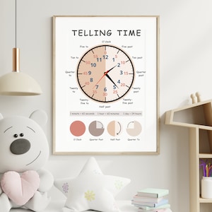 Educational Time Poster Kids Learning Printable Neutral Playroom Decor ...