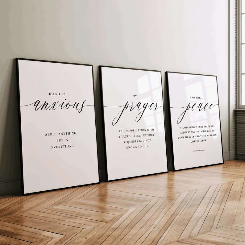 Philippians 4:6-7 Bible Verse Wall Art, Christian Decor, Printable ...