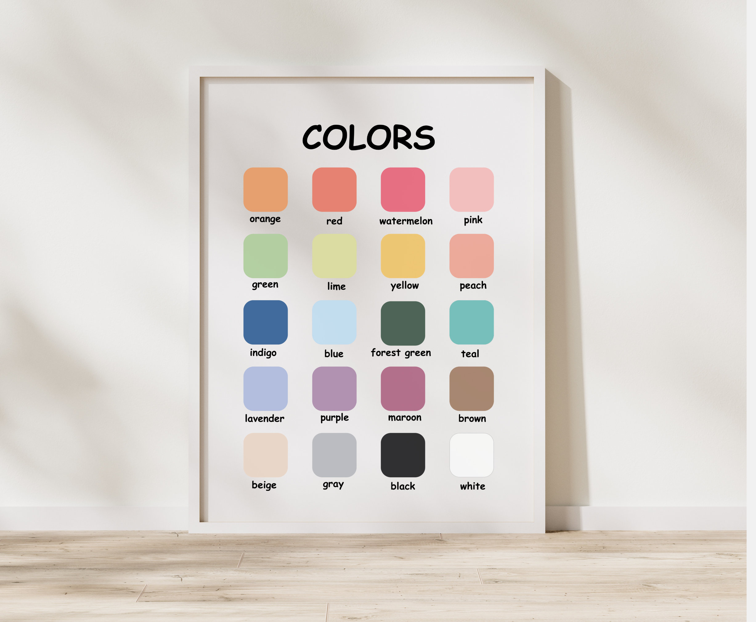 Vibrant Colors Educational Poster, Montessori Style Classroom Decor ...