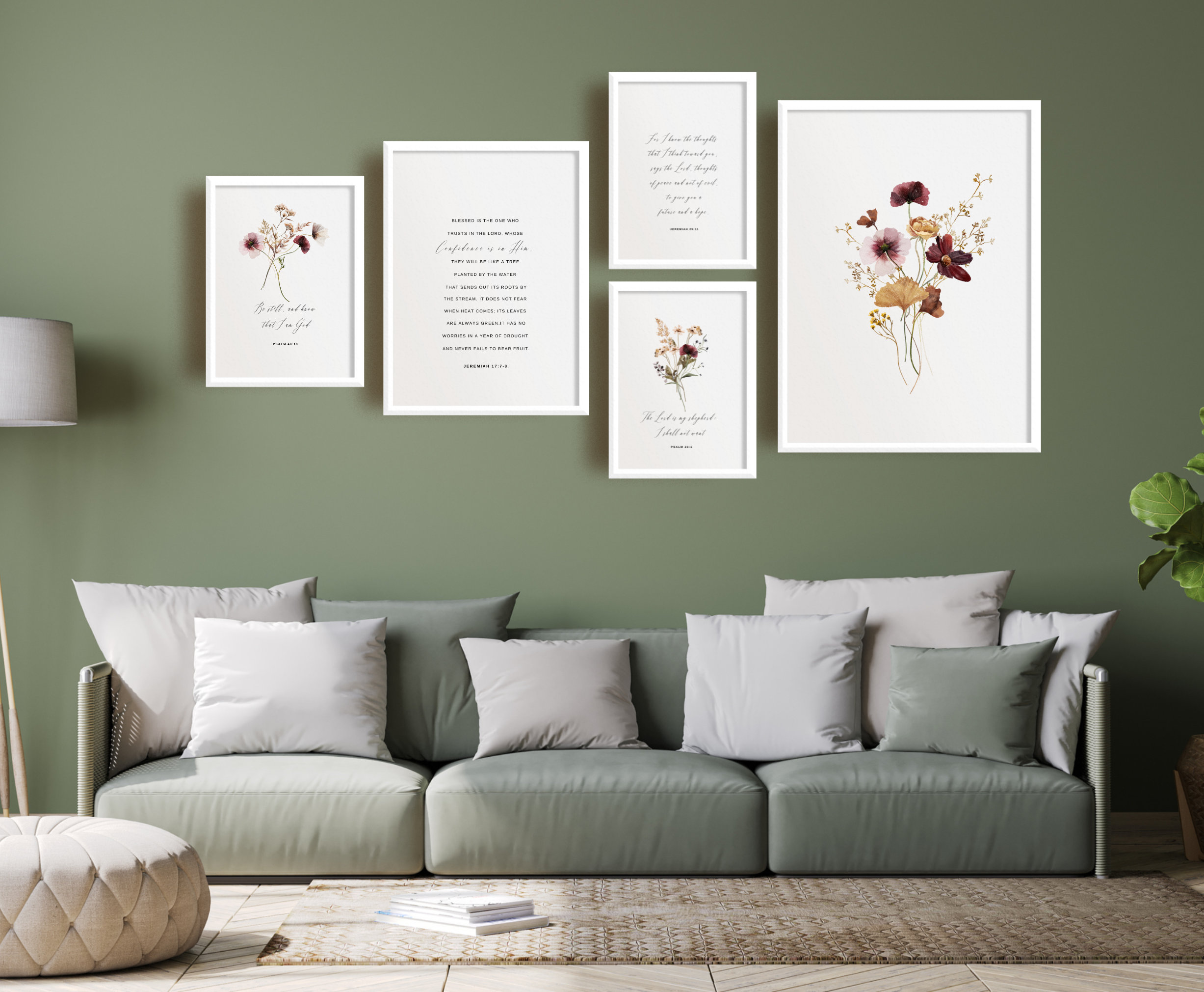 Set of 6 Bible Verse Wall Art Christian Home Decor Scripture Print ...