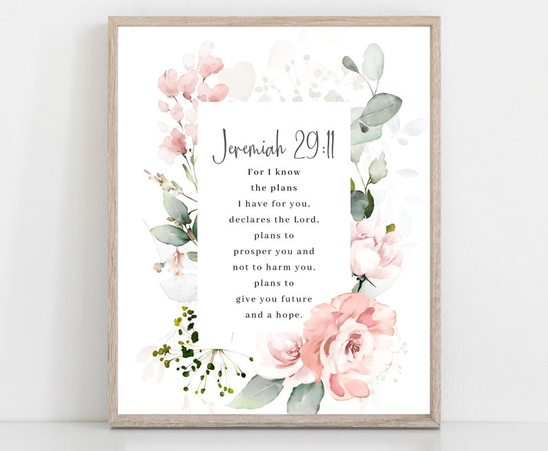 Blossoms of Faith Jeremiah 29:11 Floral Scripture Art Inspirational ...