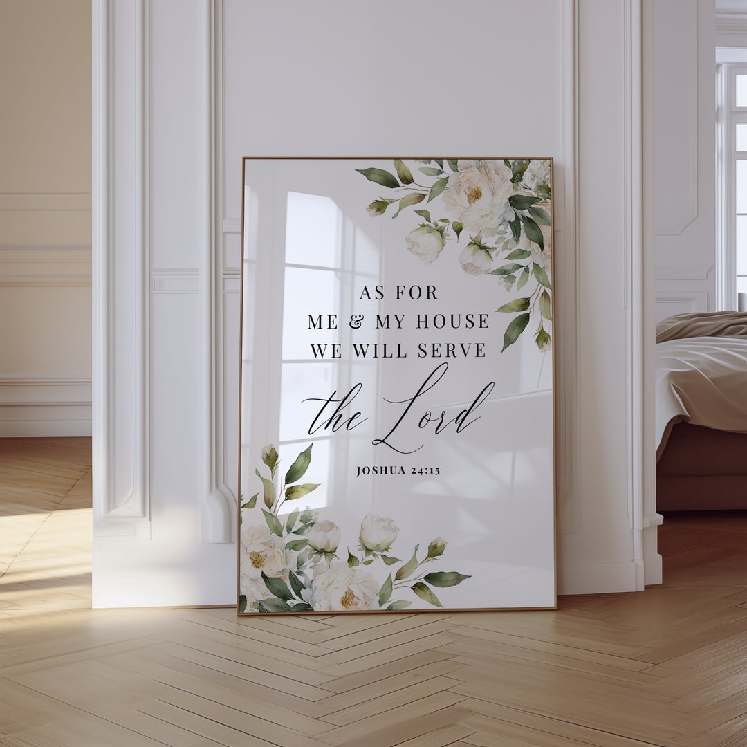 Bible Verse Wall Art Print Floral Christian Printable Housewarming Gift ...