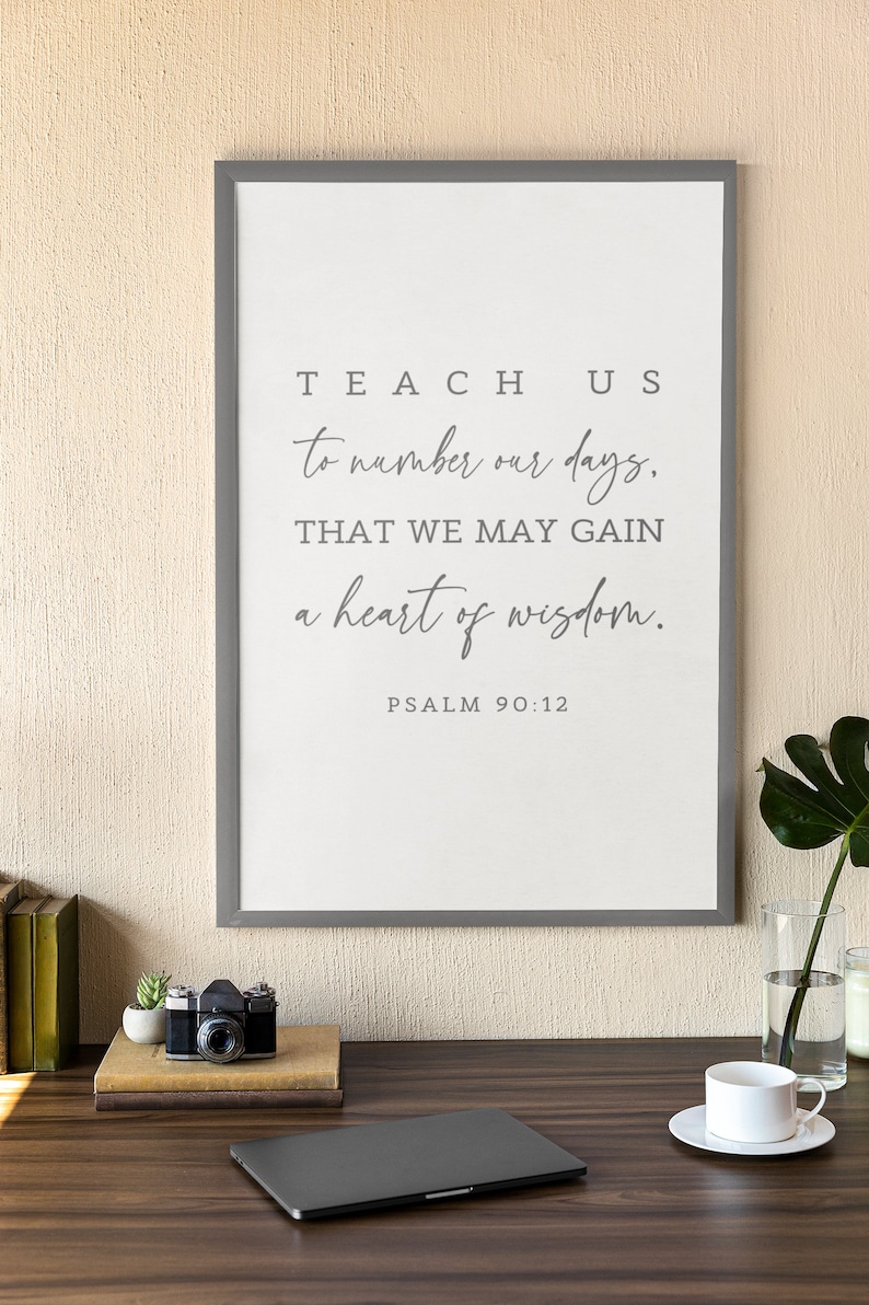 Psalm 90:12 Bible Verse Wall Art, Christian Scripture Sign, Printable ...