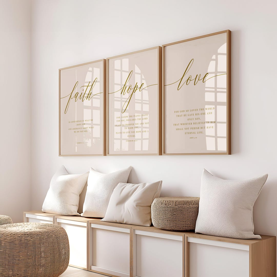 Bible Verse Prints Faith Hope Love Wall Art Christian Wall Decor ...