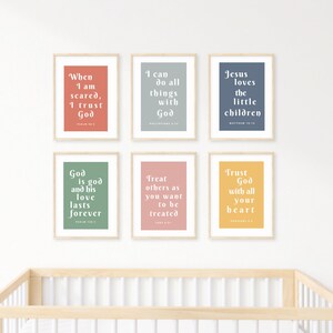 Kids Bible Verse Scripture Poster Wall Art, Church Sunday School ...
